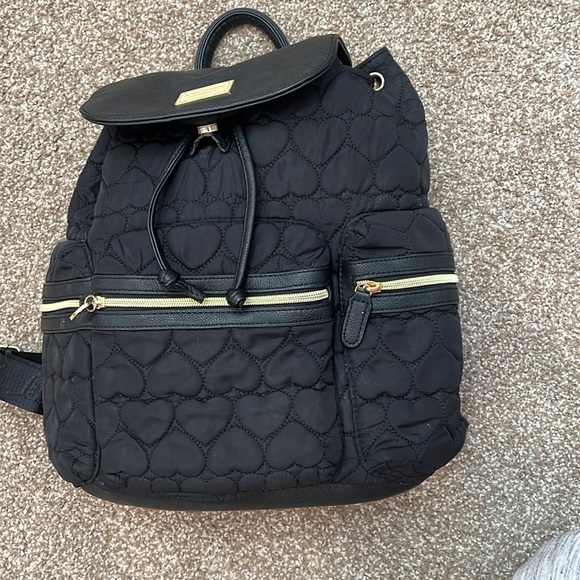 Betsey Johnson | Bags | Betsey Johnson Black Heart Quilted Backpack ...